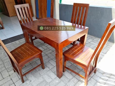 Meja Makan Minimalis 4 Kursi Kayu Jati Voipwiki Furniture Jepara