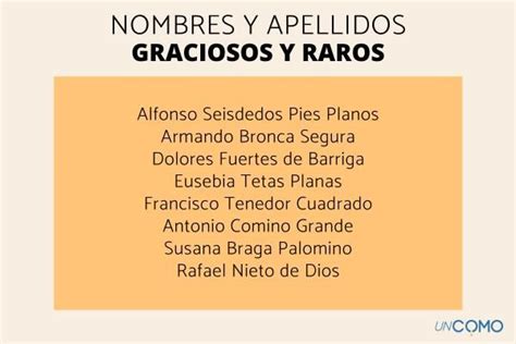 130 Nombres y Apellidos GRACIOSOS Los más curiosos Nombres y
