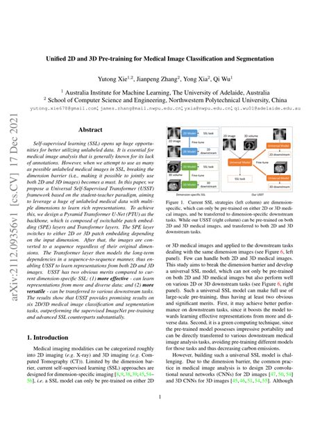 pdf unified 2d and 3d pre training for medical image classification and segmentation