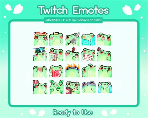 20 Kawaii Frog Emotes Emotes Twitch Discord Youtube Etsy