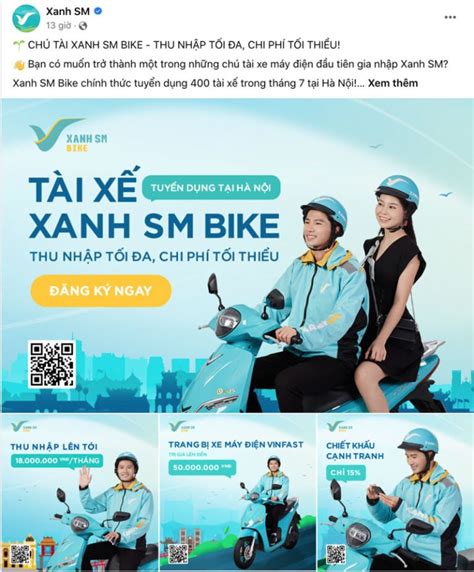 Xanh SM Bike tuyển dụng 400 tài xế xe máy điện thu nhập lên đến 18