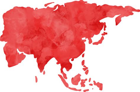 Red Asia Vector Asian Culture Map Outline PNG