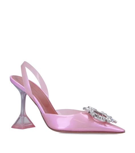 Womens Amina Muaddi Pink Begum Glass Slingback Pumps Harrods Uk