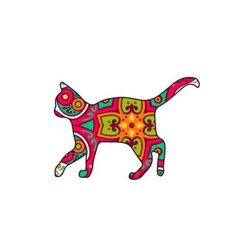 Vector mandala gato página para colorear para niños Vector Premium
