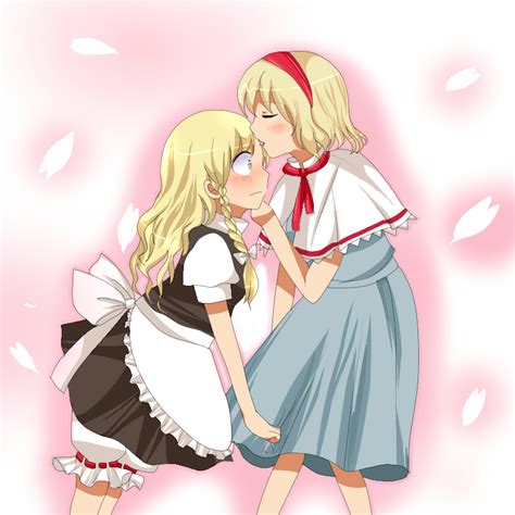 Safebooru Alice Margatroid Bad Id Blonde Hair Blush Closed Eyes Imokototaisi Kirisame Marisa