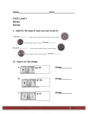 Fillable Online Instruction Greenriver ESOL Level 1 Instruction