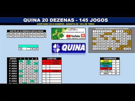 PLANILHA QUINA 20 DEZENAS 145 JOGOS YouTube