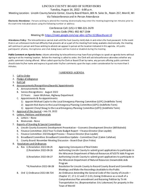 Fillable Online Co Lincoln Wi Will Continue In Person And Those Wishing