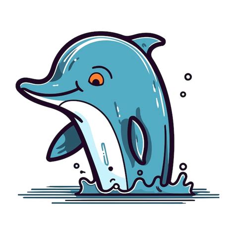 Delfín de dibujos animados nadando Ilustración vectorial de un delfín