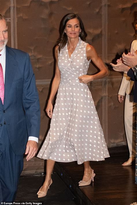 Queen Letizia Of Spain Shows Off Her Toned Arms In Polkadot Dress Hot