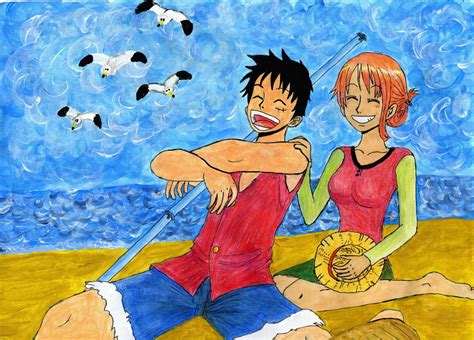 Ruffy And Nami On The Beach By Shokokito On Deviantart