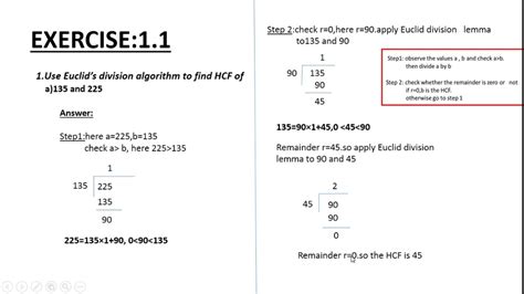euclid s division algorithm exercise 1 1 real numbers 10 th mathematics ncert youtube