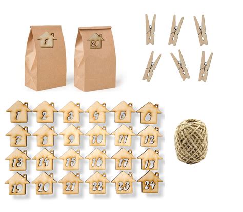 Kalendarz Adwentowy Z Papieru Kraft 24 Szt