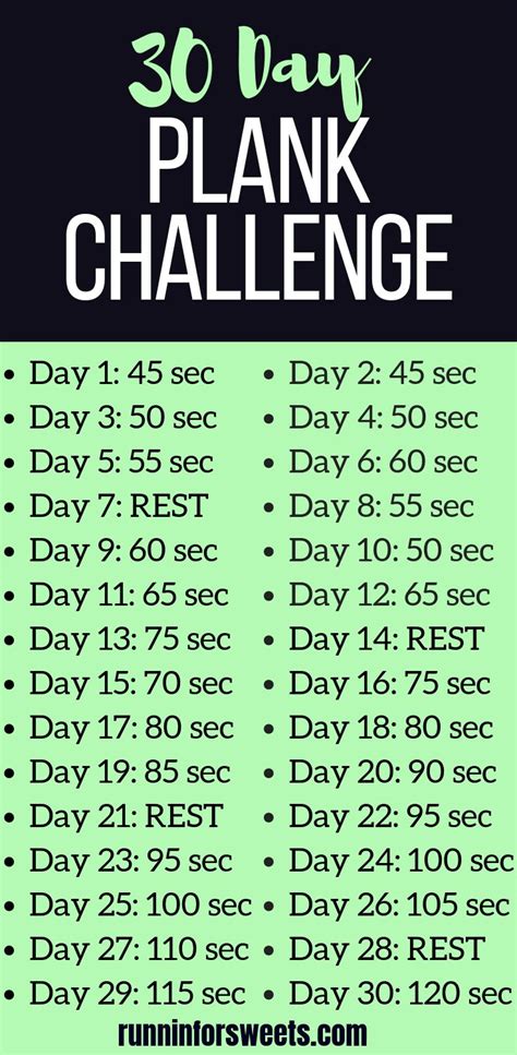 The Ultimate 30 Day Plank Challenge Free Printable Chart For