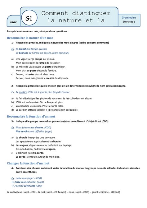 G1 Nature Et Fonction Exercices 1