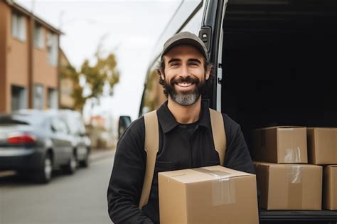 Premium Photo Portrait Of Delivery Man Checking The Parcel For