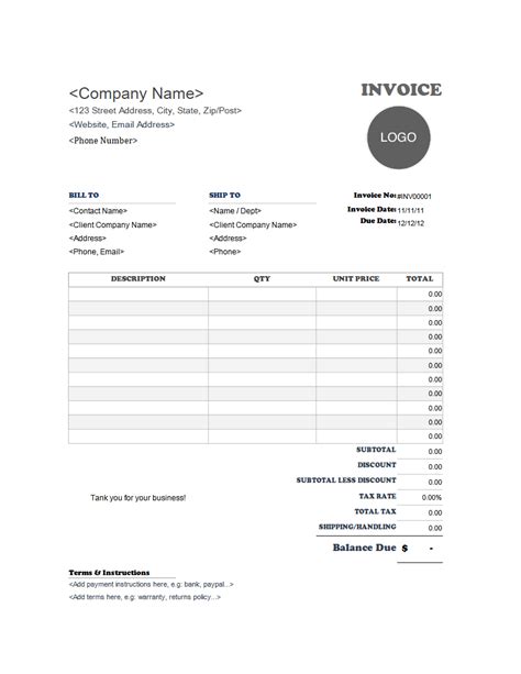 itemized billing statement template