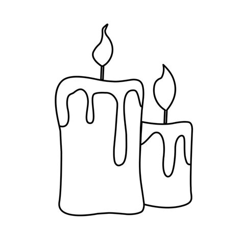 Desenho Em Preto E Branco De Contorno De Duas Velas Derretidas Acesas