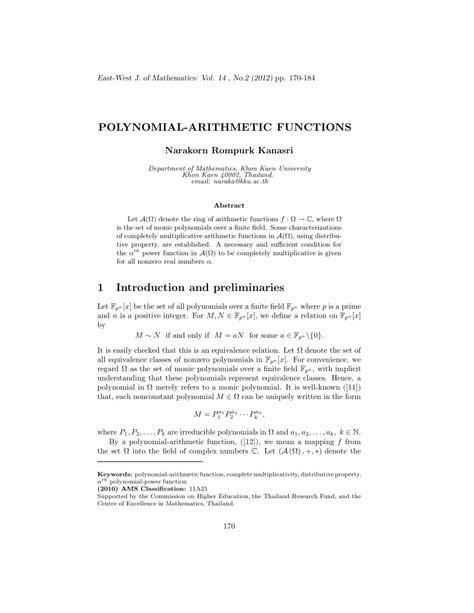 pdf polynomial arithmetic functions