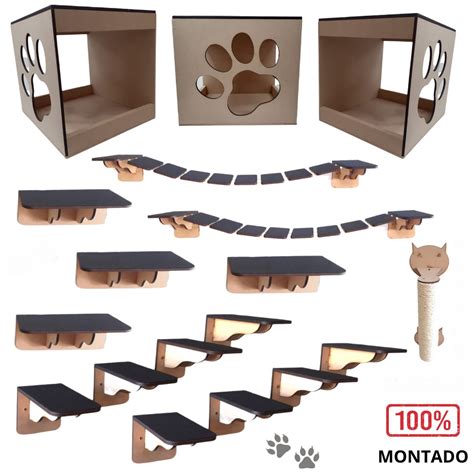 Kit Nicho Gatos Montado Pcs Playground Gato Parede Toca Ponte