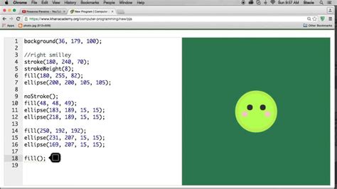 how to make smiley emoji in javascript using khan academy youtube