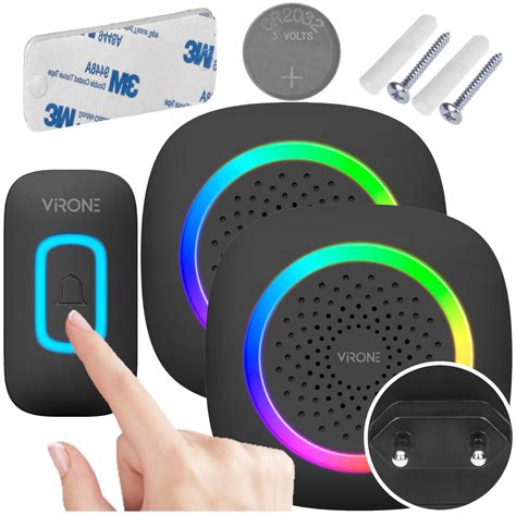 DZWONEK BEZPRZEWODOWY 2 ODBIORNIKI 230V LED RGB WODOODPORNY IP44 Do