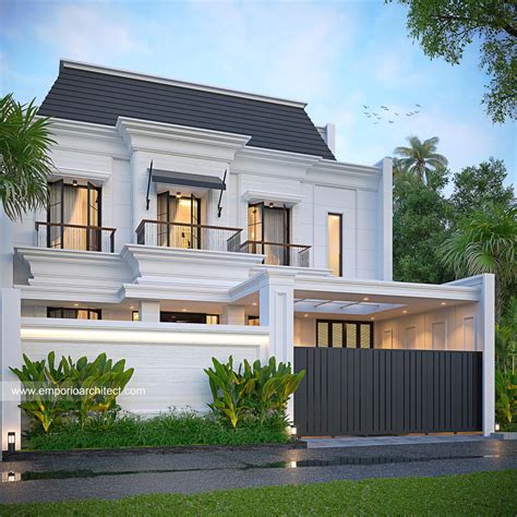 Desain Tampak Depan Dengan Pagar Rumah Klasik 3 Lantai Ibu RHM Di