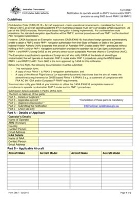 Fillable Online Casa Gov Form 667 Notification To Operate Aircraft On