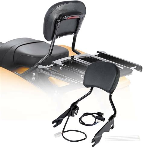Amazon TCT MOTORPARTS パッセンジャー シーシーシーバー アップライト バックレスト ライト付き ハーレーツーリング
