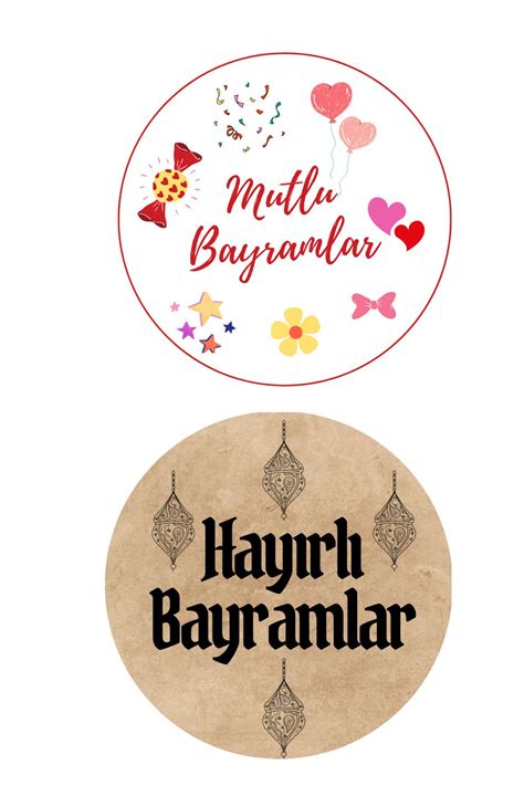 Dekals 20 Adet Hayırlı Mutlu Bayramlar Yazılı Etiket Kuşe Sticker