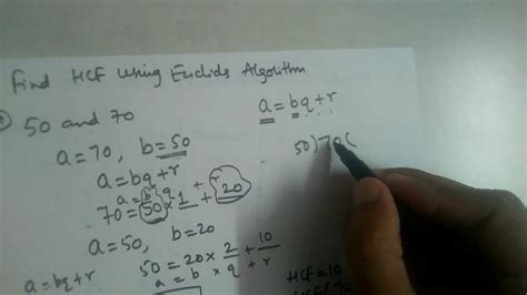 find hfc using euclid s division algorithm hcf of 50 and 70 hcf of 96 and 72 hcf of 1860 and