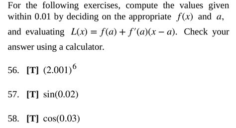 Solved For The Following Exercises Compute The Values Given Chegg