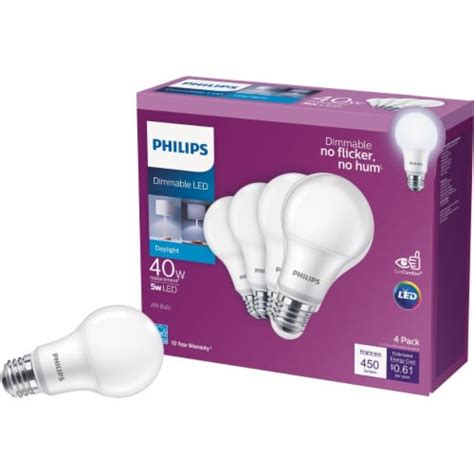 Philips 40W Equivalent Daylight A19 Medium Dimmable LED Light Bulb 4