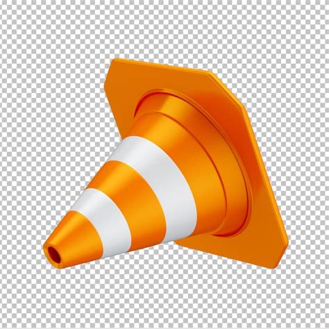 Cone de plástico de sinalização de tráfego 3d fundo transparente