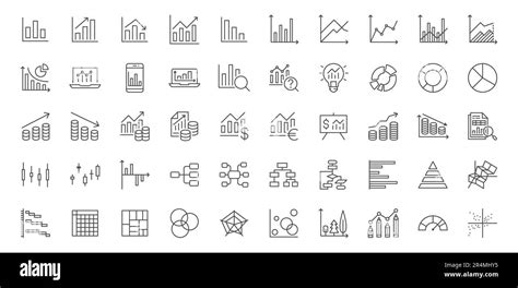 Chart Line Icons Set Graph Finance Report Income Growth Economy