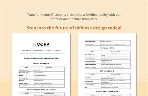 IT Security Technology Evaluation Form Template In Word PDF Google