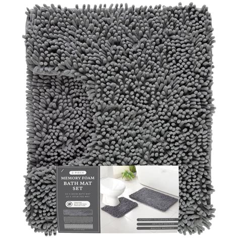 Noodle Bath Mat Set Charcoal Bathroom Accessories B M