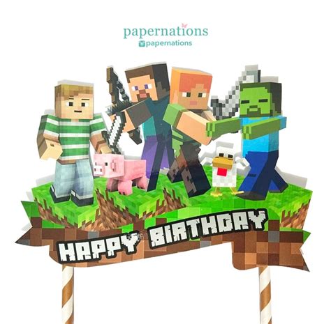 Minecraft Happy Birthday Cake Free Printables Party Ideas