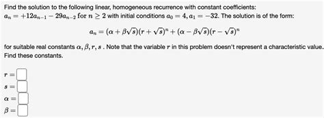 solved find the solution to the following linear