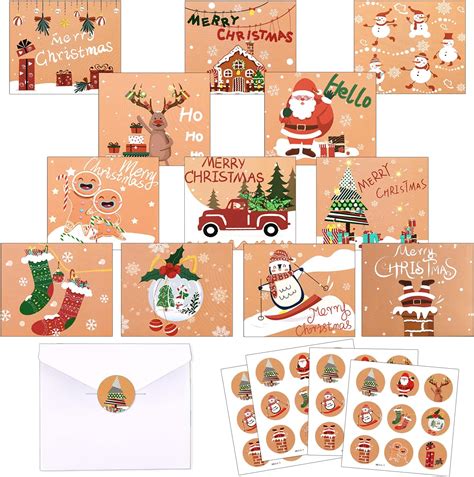 Weihnachtskarten mit Umschlägen und Aufkleber Weihnachtskarten mit