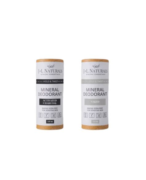 J L Naturals Mineral Deodorant Duo Naked Activated Charcoal
