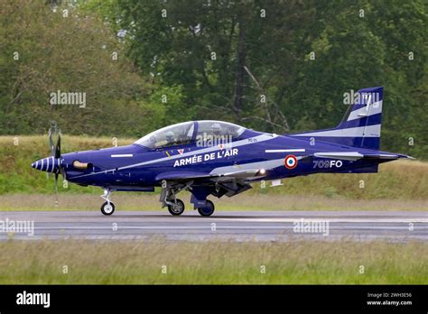 French Air Force Pilatus PC 21 Aircraft On The Runway Of Mont De Marsan
