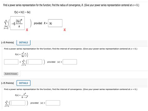 solved find a power series representation for the function