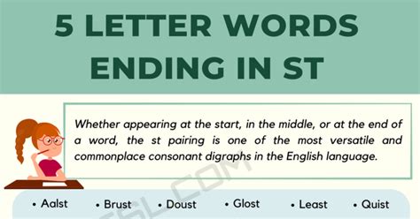 100 Cool 5 Letter Words Ending In ST In English 7ESL
