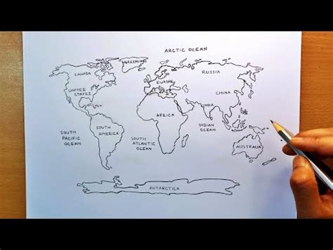How To Draw World Map Easily Step By Step World Map Drawing How