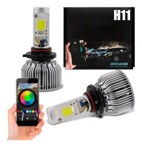 Kit Lâmpada Super Led Rgb H11 6000k 12v E 36v 30w 7400 Lúmen