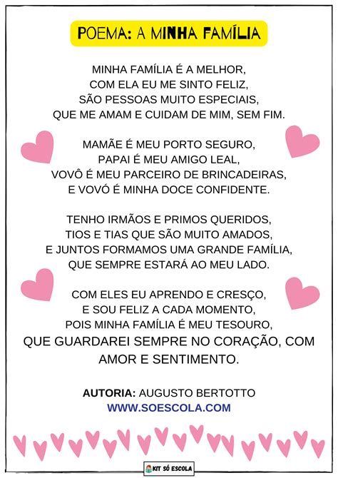 Poemas Dia Da Fam Lia S Escola