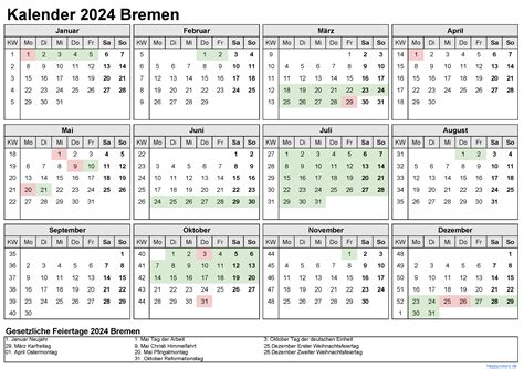 Kalender Inkl Ferien F R Bremen Feiertage Pdf Xls Und Png