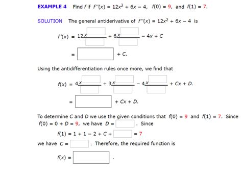 solved find f if f x 12x2 6x 4 f 0 9 and f 1