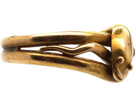 Victorian 15ct Gold Double Snake Ring Set With A Diamond 401W The